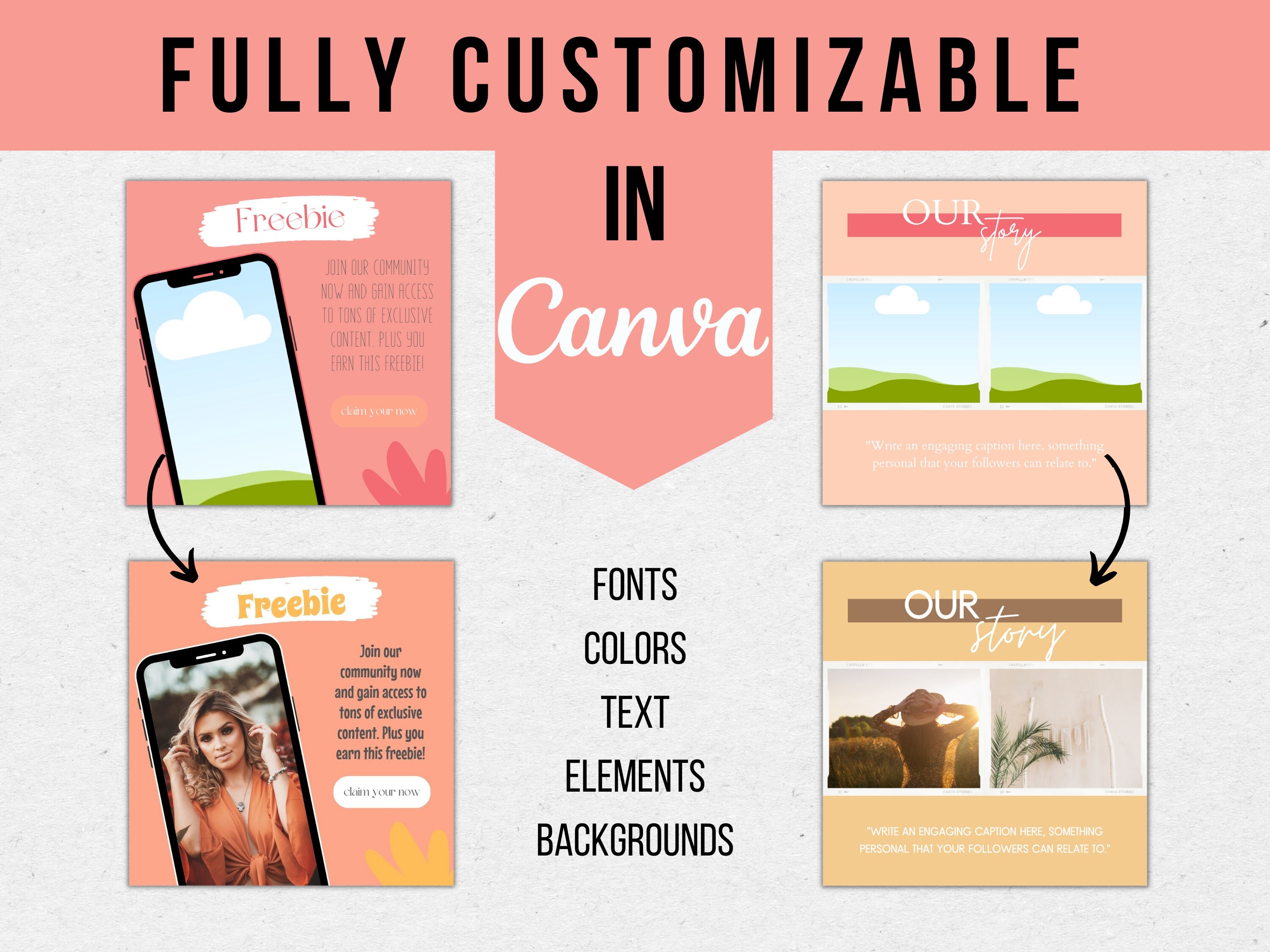Salmon Instagram Post Templates for Canva, Engagement Booster - Etsy