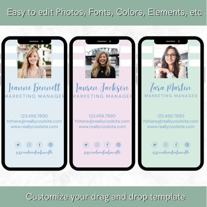 Blue Digital Business Card Template, Canva Template, Marketing Manager ...