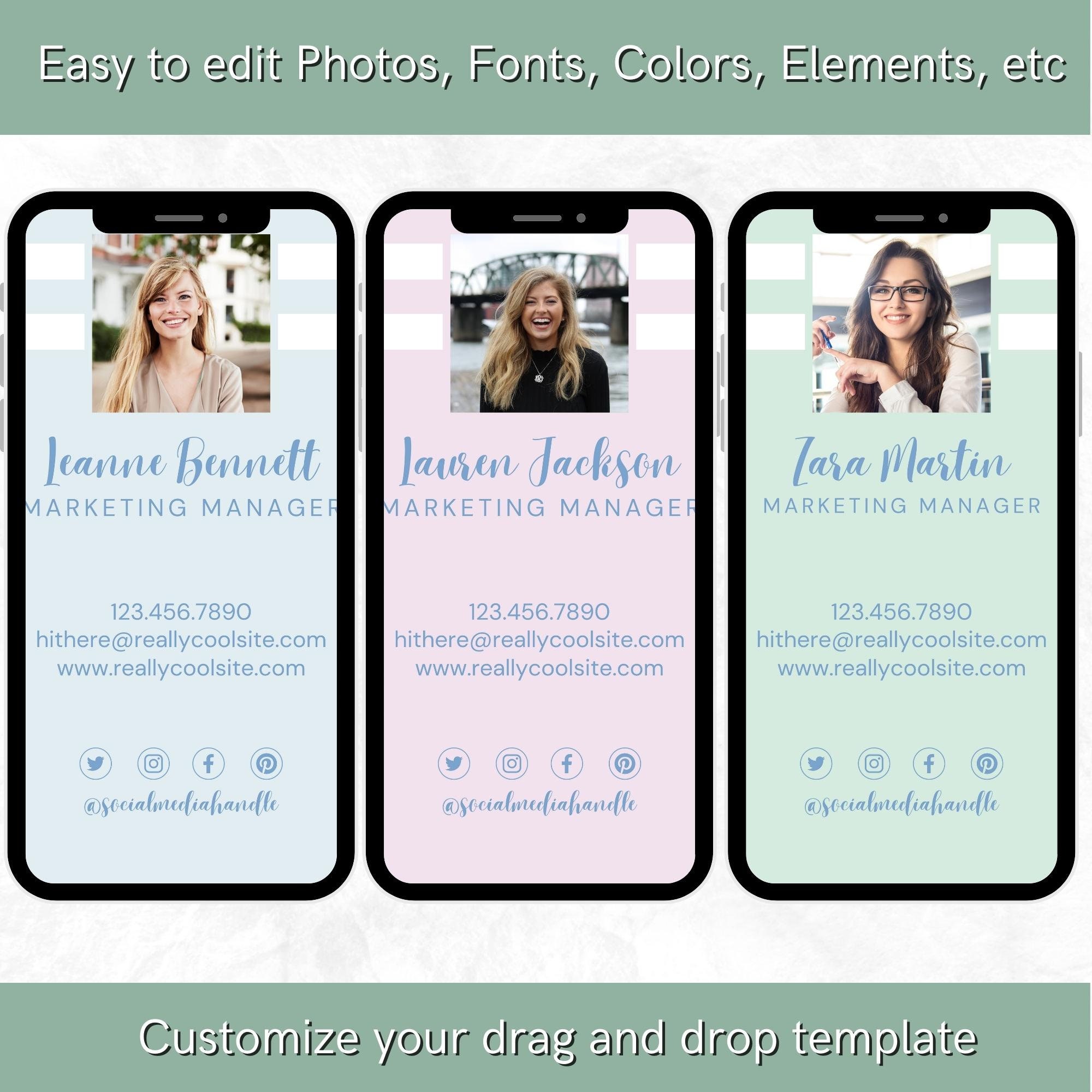 Blue Digital Business Card Template, Canva Template, Marketing Manager ...