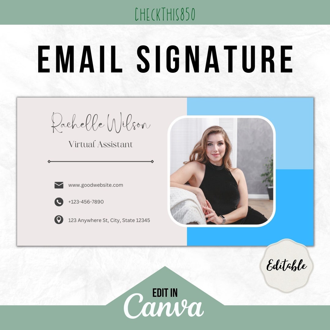 Light Blue Modern Email Signature Template, Editable Canva Design ...