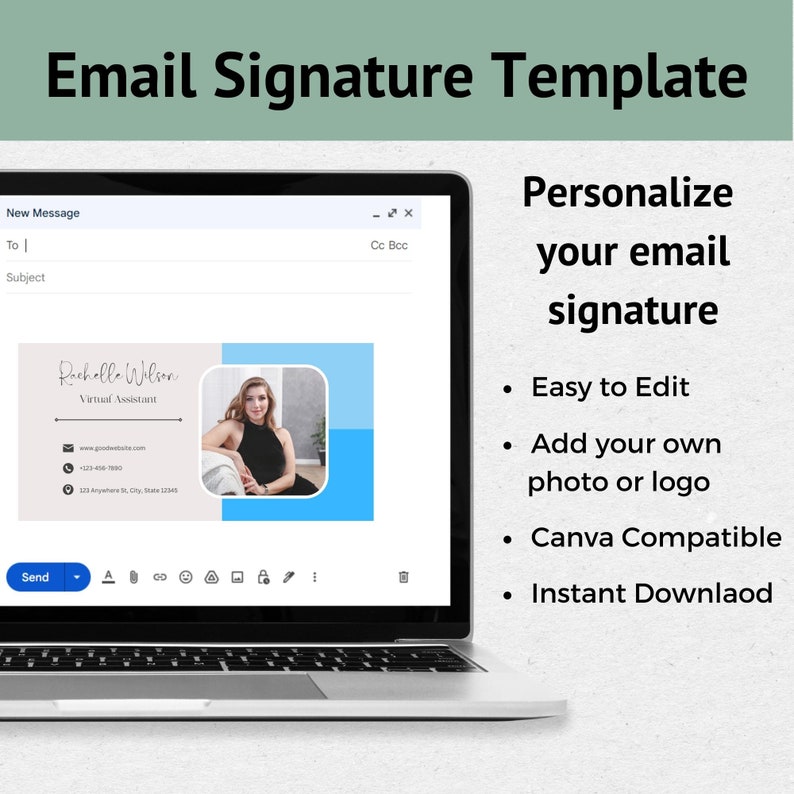 Light Blue Modern Email Signature Template Photo! Editable Canva ...