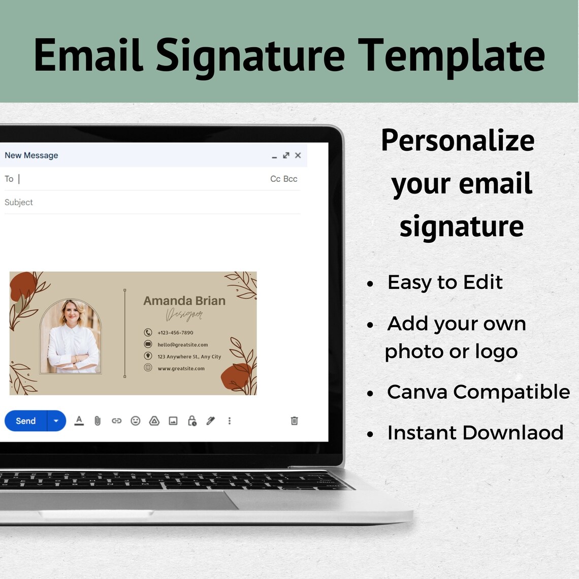 Boho Email Signature Template, Editable Canva Design - Etsy