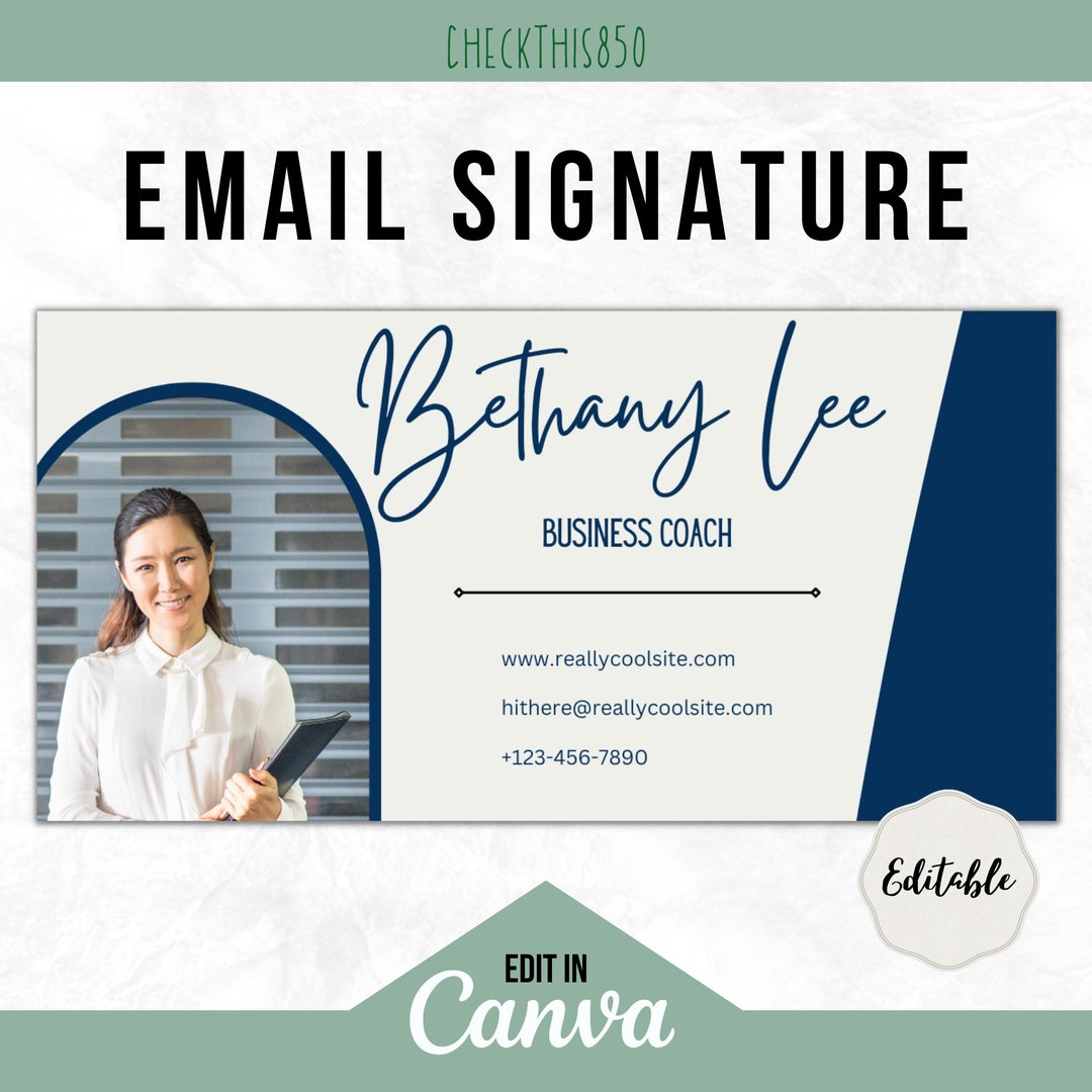 Elegant Navy Email Signature Canva Template (digital Download) - Etsy