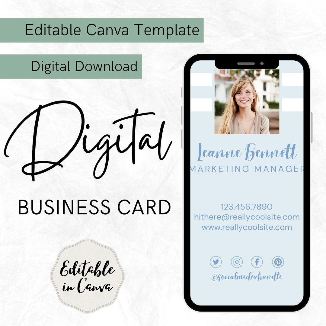 Blue Digital Business Card Template, Canva Template, Marketing Manager ...