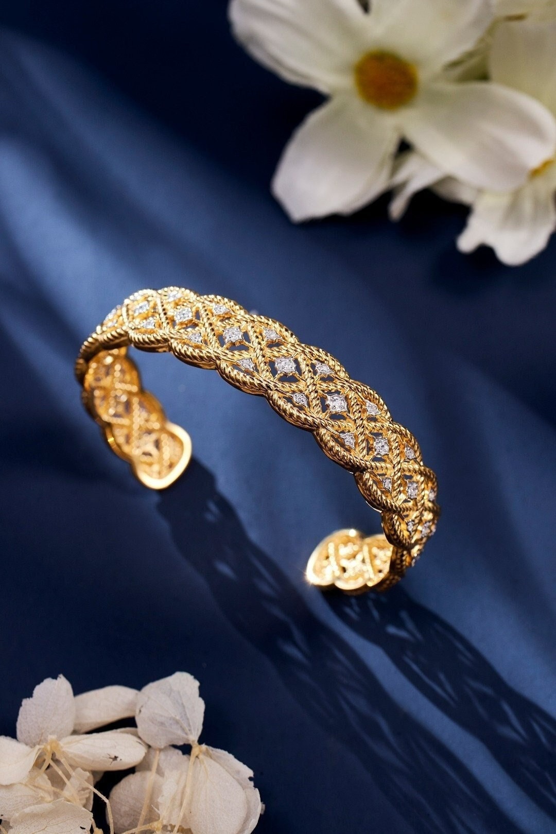 Baroque Twisted Weave Bangles, 18k Heavy Gold Vermil Bangles, Brush ...