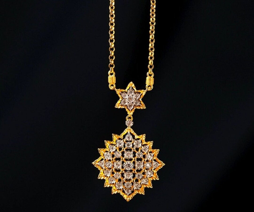 Italy Jewelry Carft Necklace, Honey Comb Design Necklace, 18k Gold ...