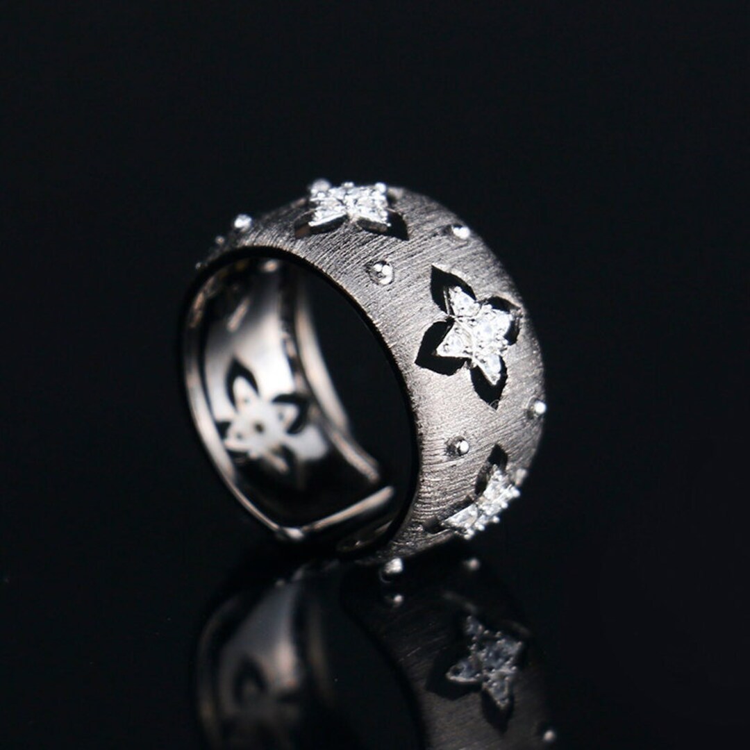 Black Gold Matter Finish Italy Style Carved Ring 18k Gold Vermeil ...
