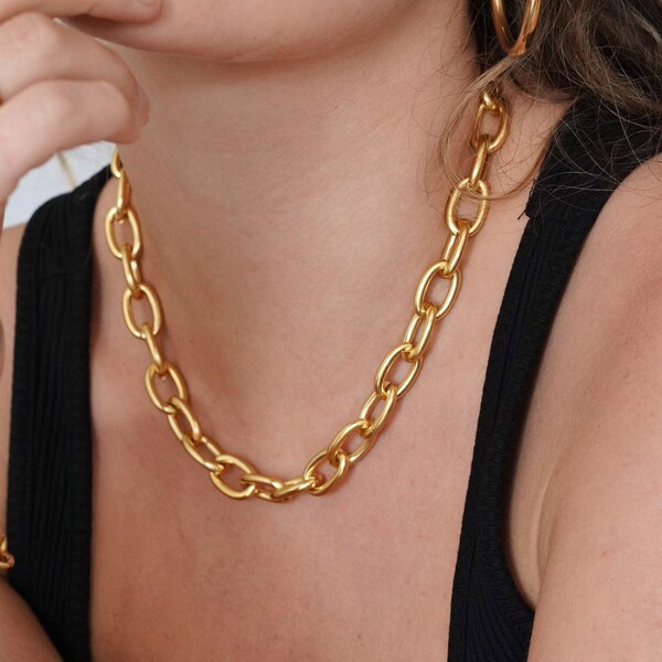 Chunky Gold Necklace - Etsy UK