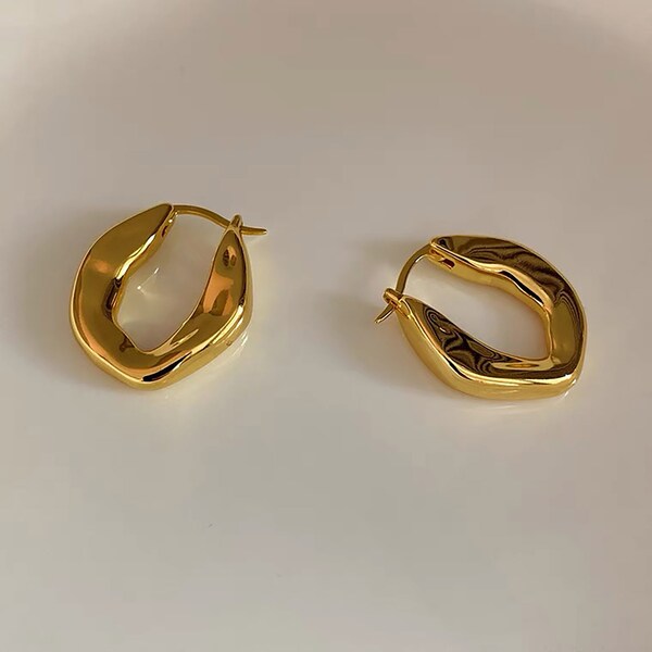 Irregular Gold Hoop Earrings - Etsy