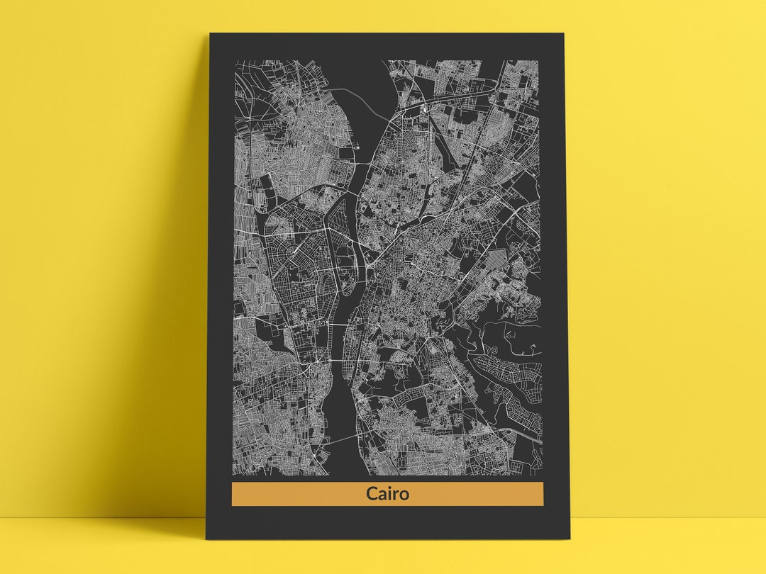 Cairo Map, Cairo Poster, Cairo Art Print, Cairo Egypt, Cairo Travel Map ...