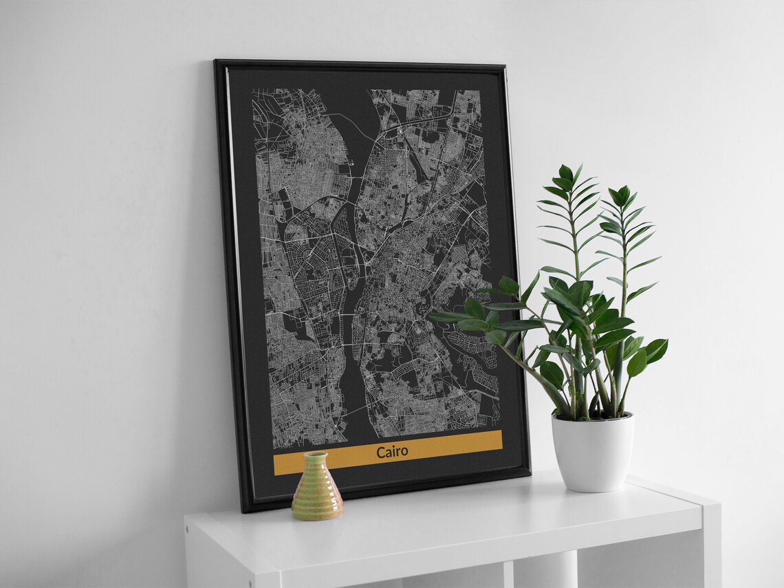 Cairo Map, Cairo Poster, Cairo Art Print, Cairo Egypt, Cairo Travel Map ...
