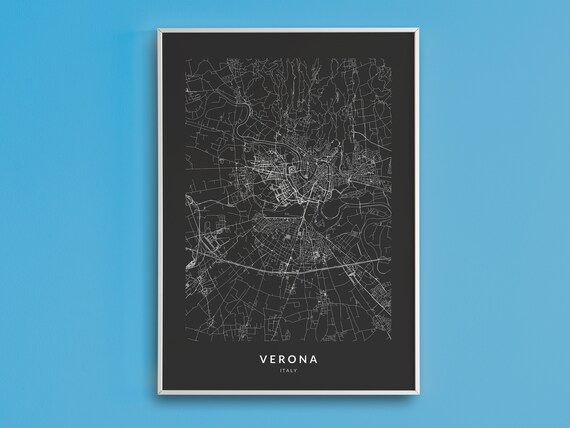 Verona City Map Verona Poster Print Vector Map City Map | Etsy