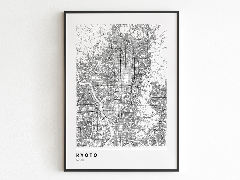 Kyoto DIGITAL Download Map, Custom City Map Print, Kyoto Map Poster ...