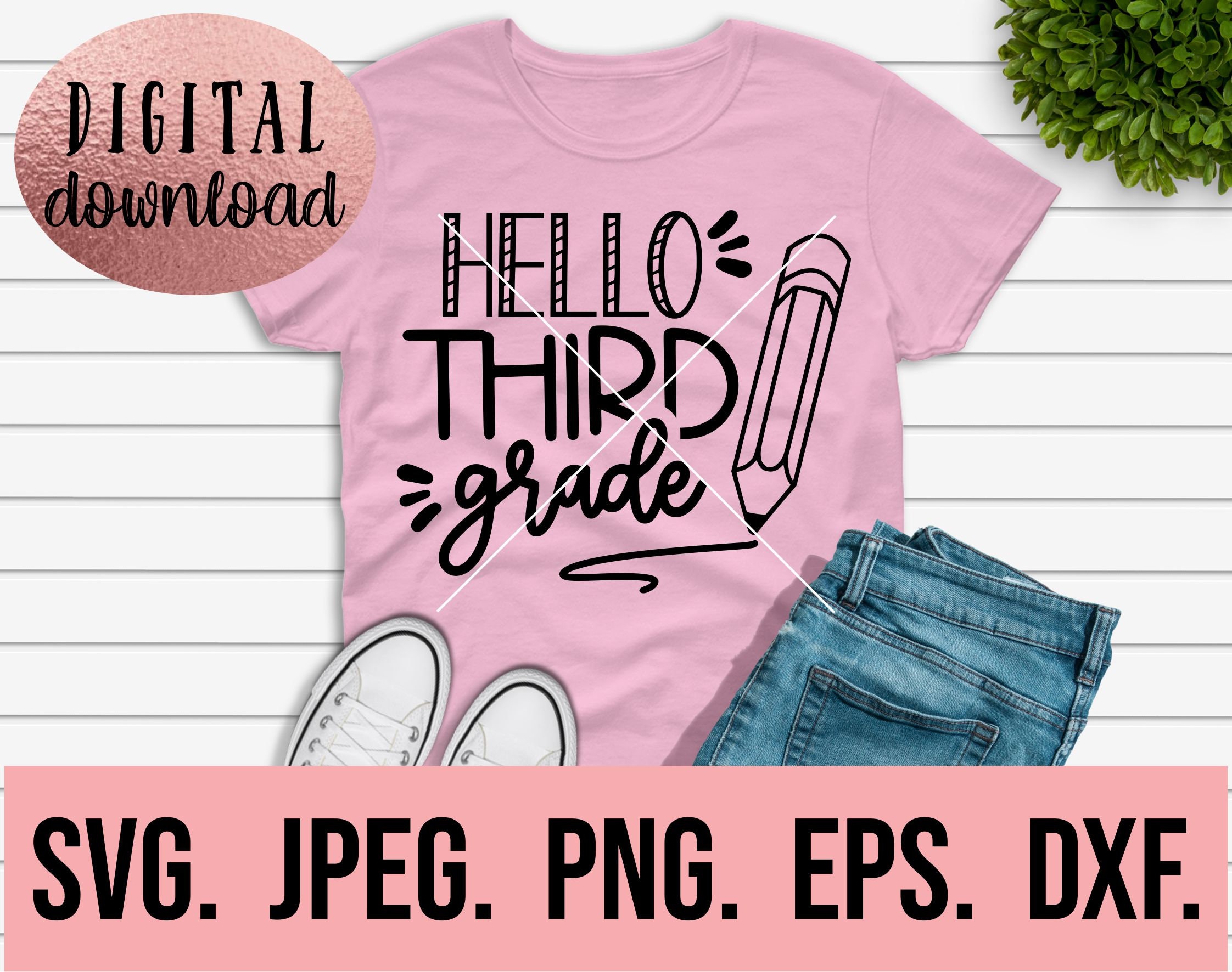Hello Third Grade SVG Hello Grade 3 Instant Download | Etsy