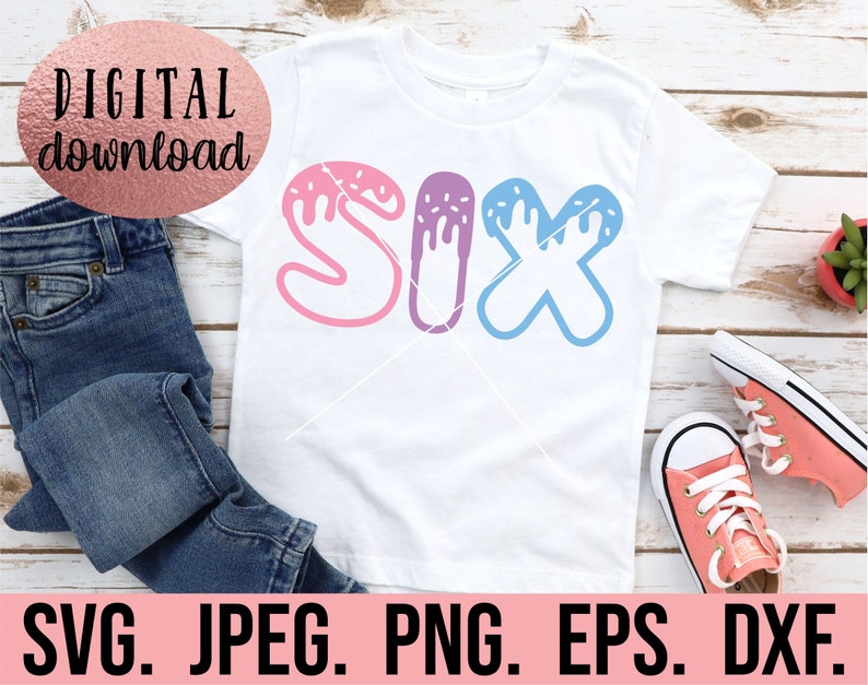 6th Birthday SVG Donut Birthday SVG Six Birthday Girl | Etsy