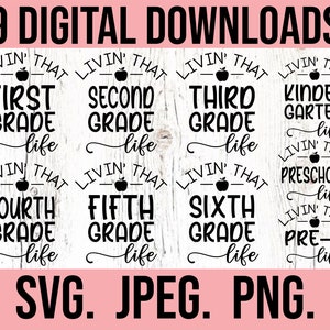 Back to School SVG Bundle - Hello Grade School - Instant Download ...