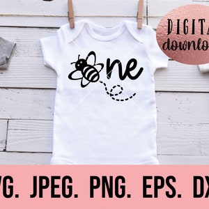 One Bee SVG - Birthday Bee SVG - 1st Birthday Shirt - Digital Download ...