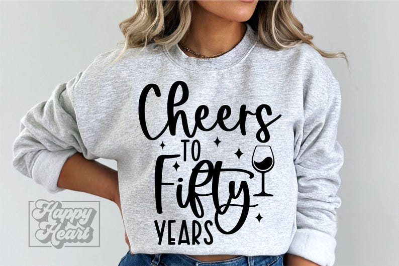 Cheers to Fifty Years SVG PNG - Hello Fifty - 50th Birthday Girl Design ...