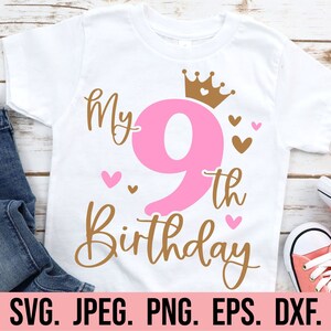 My 9th Birthday Girl SVG - Cloud Nine SVG - Ninth Birthday SVG ...