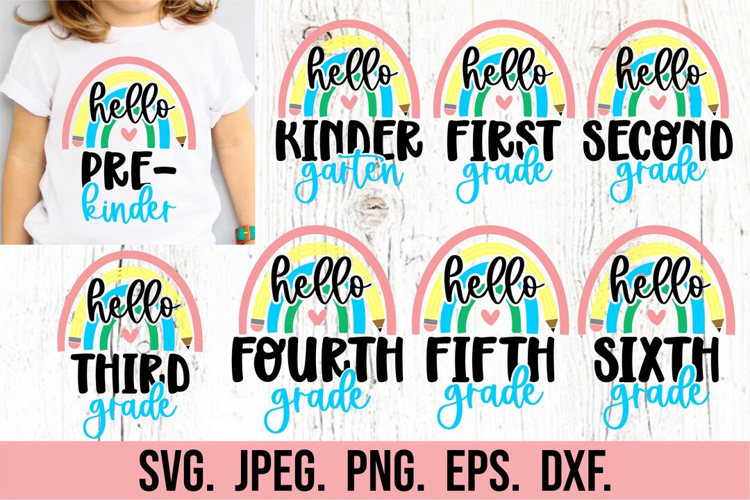 Back to School SVG Bundle - Hello Grade School SVG - Instant Download ...