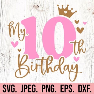 My 10th Birthday Girl SVG - Ten SVG - Hello Ten Svg - Double Digits Svg ...