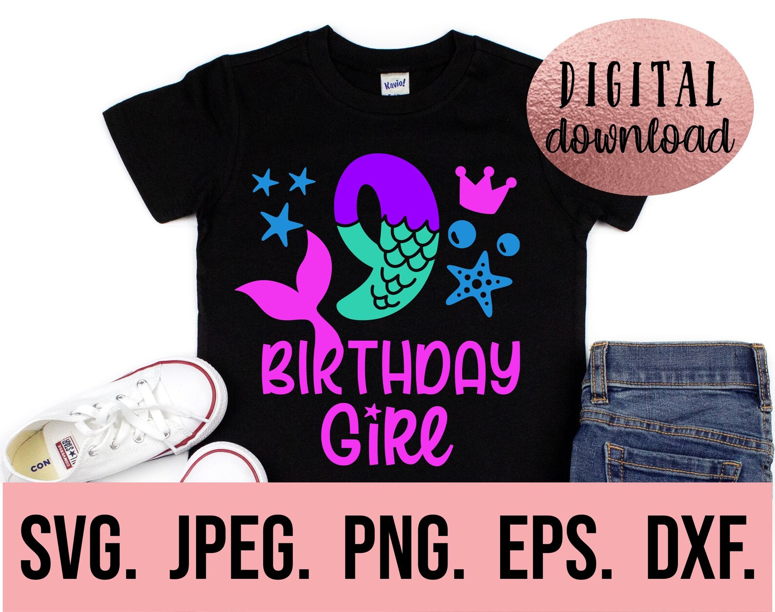 Mermaid 9th Birthday SVG Under The Sea Ninth Birthday Shirt | Etsy