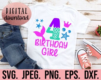 Mermaid 4th Birthday Png - Etsy