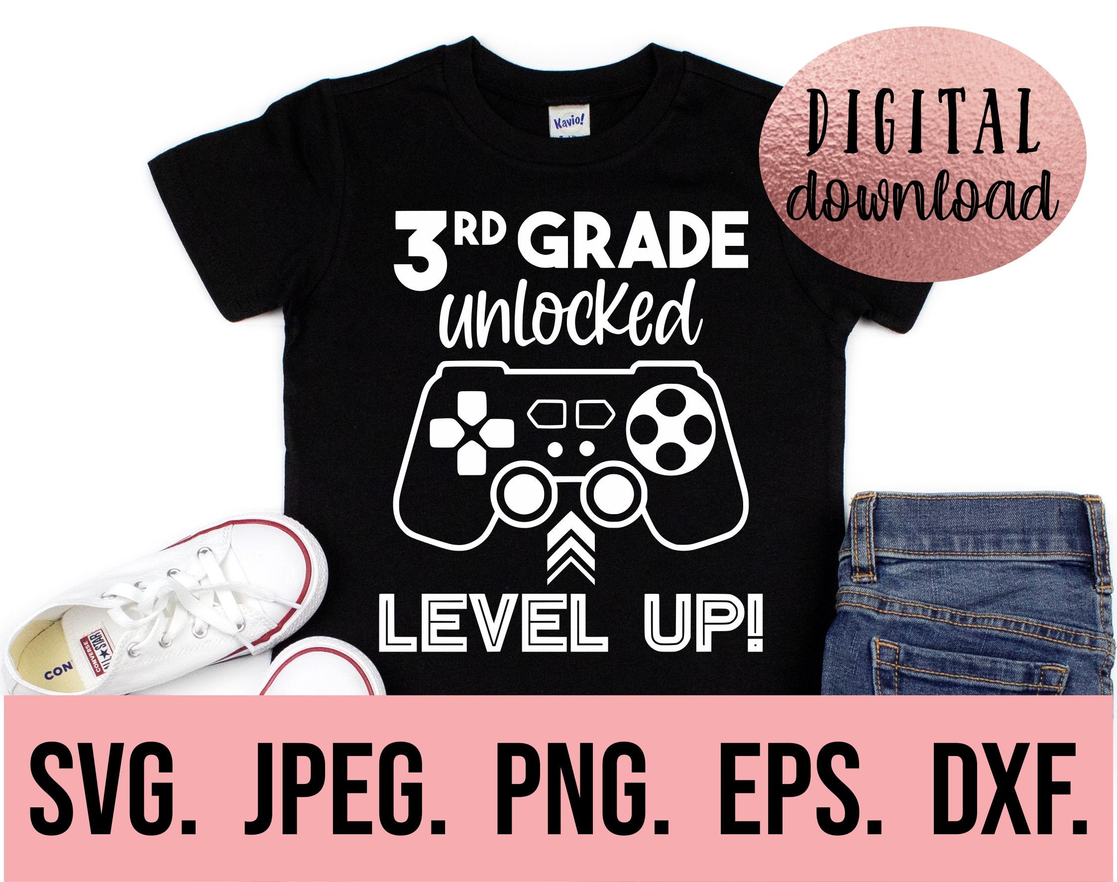 3rd Grade Unlocked Level up SVG Hello Grade 3 Svg Instant - Etsy