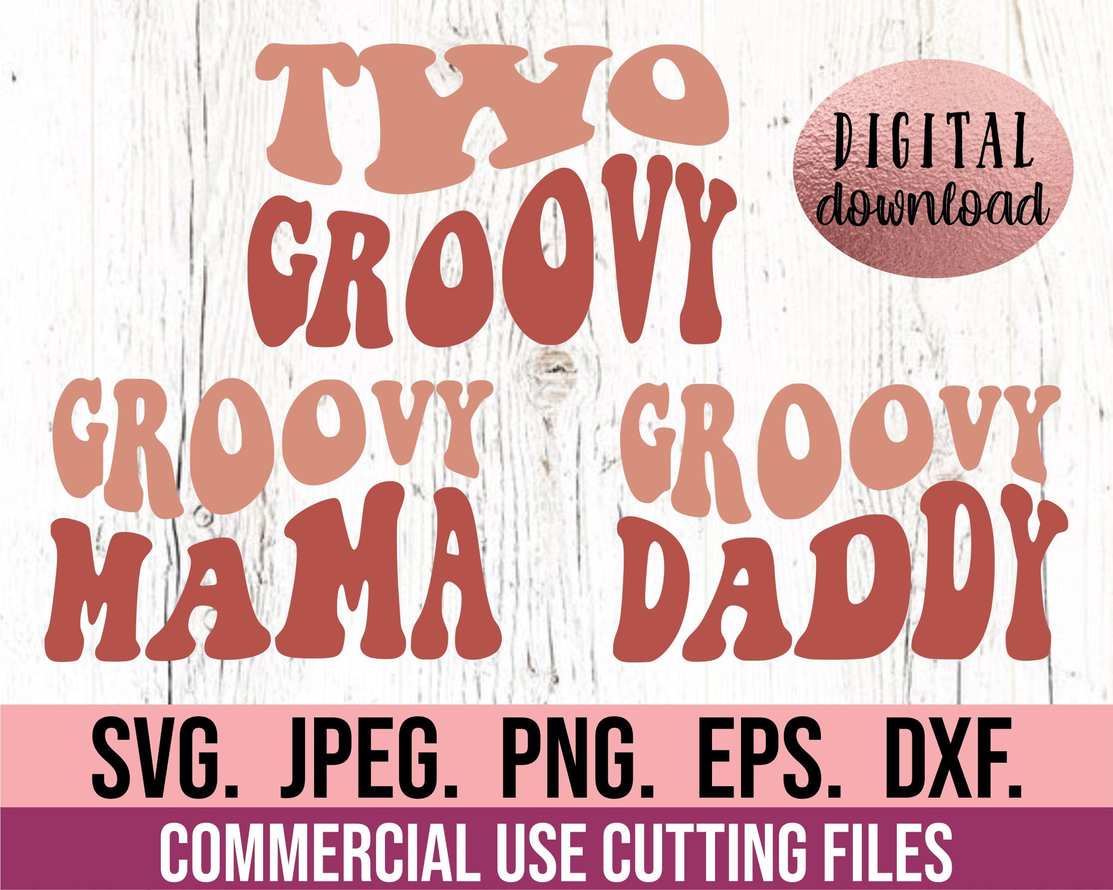 Two Groovy Birthday Bundle SVG - Two Birthday SVG - 2nd Birthday Wavy ...