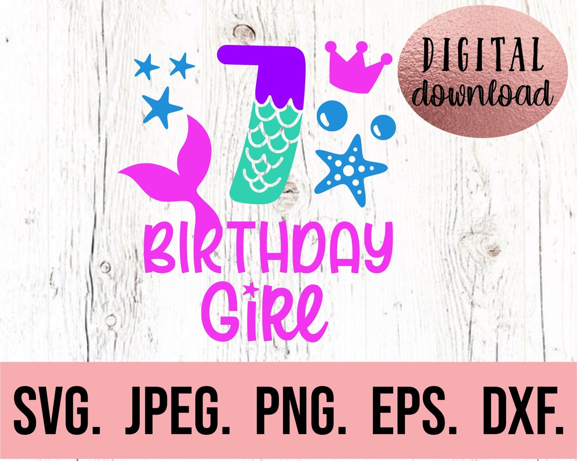 Mermaid 7th Birthday SVG - Under the Sea Seventh Birthday Shirt SVG ...