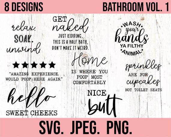 Bathroom Decor Sign Bundle SVG DIY Bathroom Sign SVG | Etsy