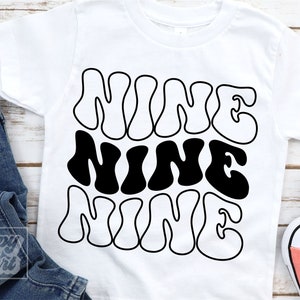 Retro Nine SVG - Ninth Birthday Boy Shirt SVG - Instant Download ...