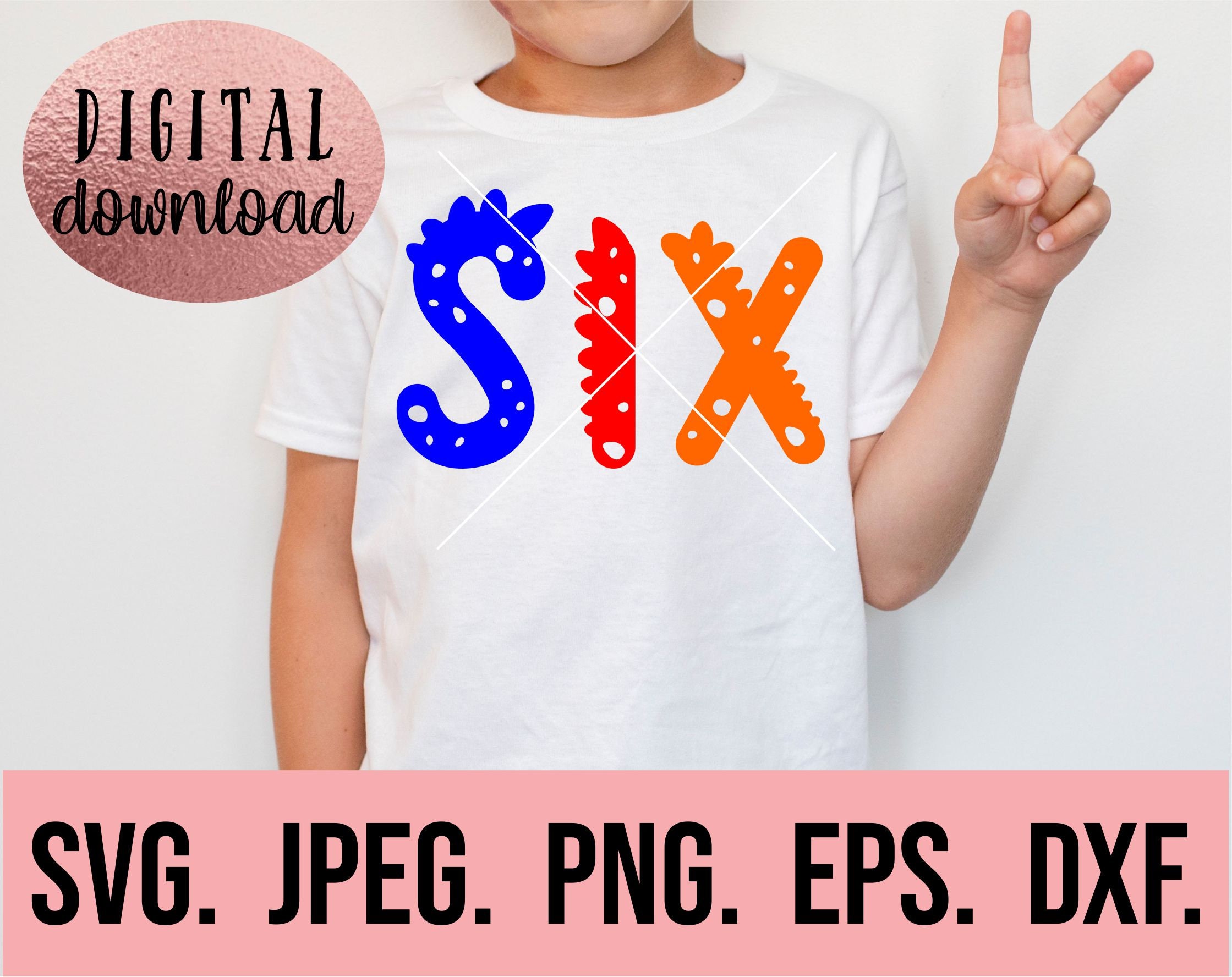 6th Birthday SVG - I Am Six Dino Theme SVG - Sixth Birthday Boy Shirt ...