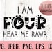 4th Birthday SVG I Am Four Dinosaur SVG Fourth Birthday | Etsy