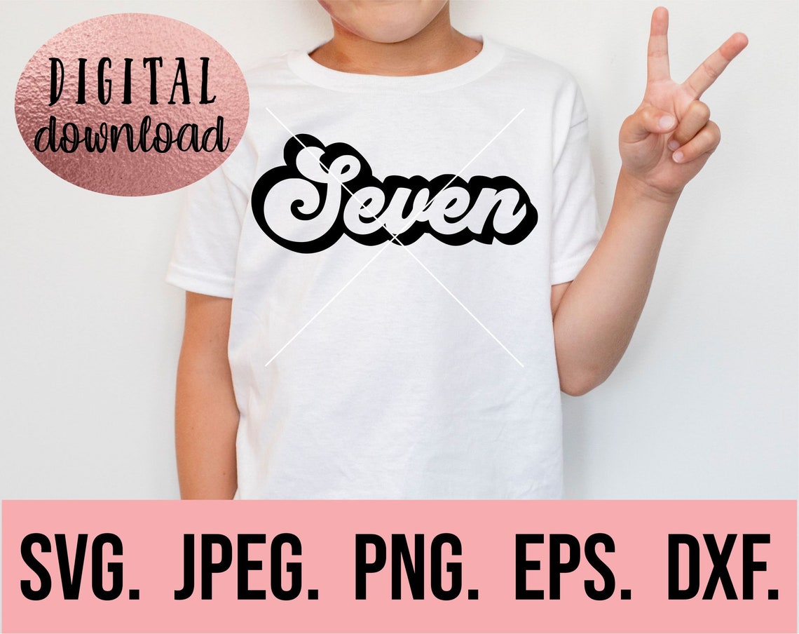 Seventh Birthday Boy Retro SVG Instant Download Png Jpeg | Etsy