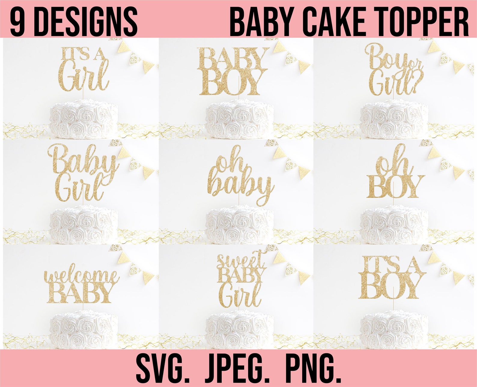 Baby Cake Topper SVG Bundle New Baby SVG Baby Shower Cake - Etsy