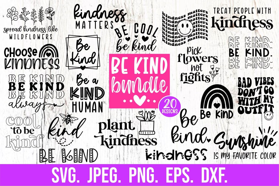 Kindness SVG Bundle - Be Kind SVG - Cricut Cut File - Pink Shirt Day ...