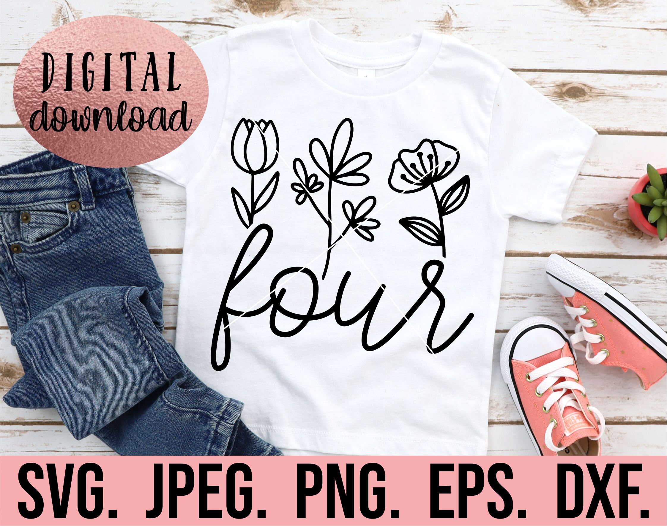 Cuatro SVG Cuarto cumpleaños SVG 4ª cumpleañera Descarga | Etsy