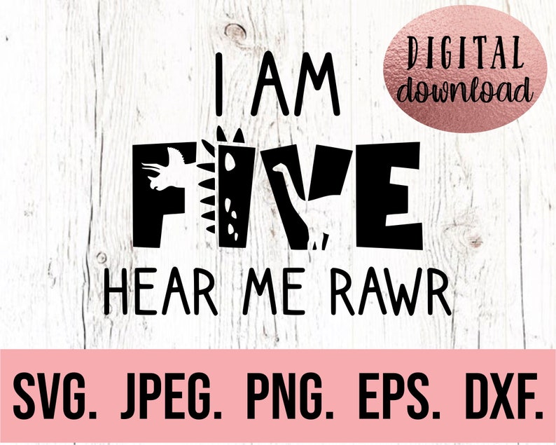5th Birthday SVG I Am Five Dinosaur SVG Fifth Birthday Boy | Etsy