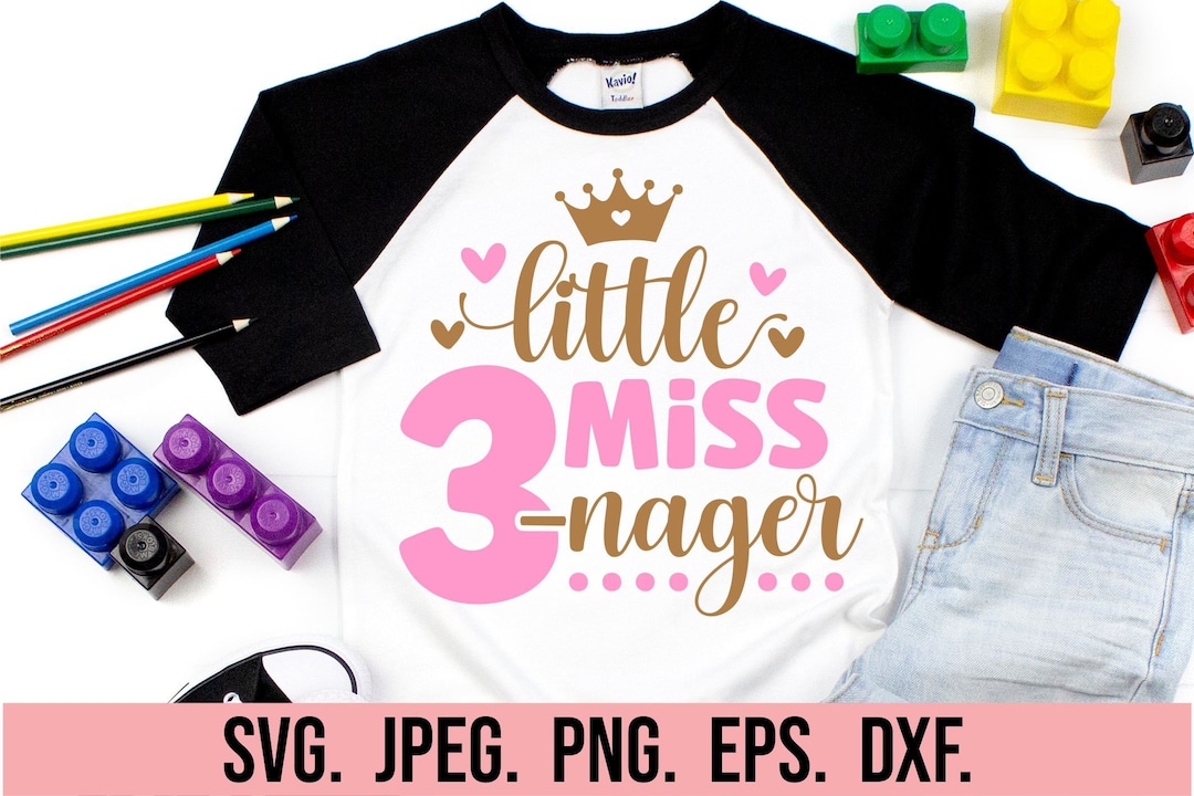 Little Miss Threenager SVG - 3rd Princess Birthday Girl - Digital ...