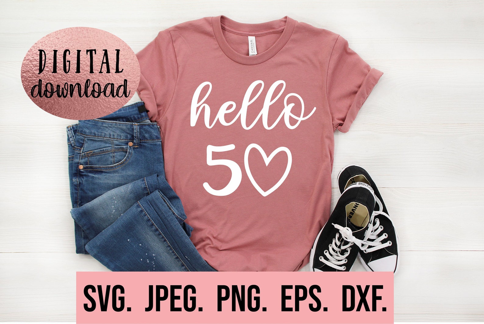 Hello 50 Svg - 50 Birthday Design - Fifty SVG - Hello Fifty Shirt ...