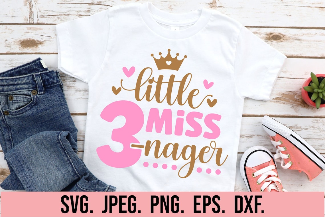 Little Miss Threenager SVG - 3rd Princess Birthday Girl - Digital ...