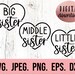 Big Middle Little Sister SVG - Sister Clipart - New Baby SVG - Sibling ...