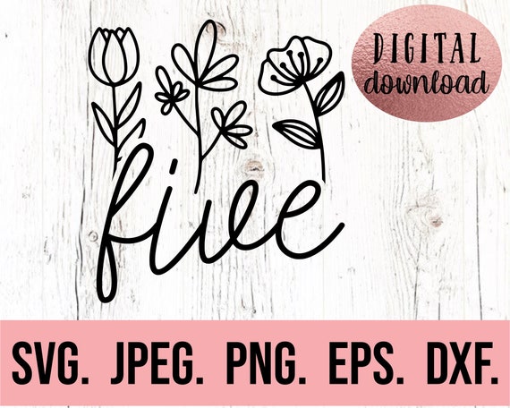Five SVG Fifth Birthday SVG 5th Birthday Girl Digital - Etsy