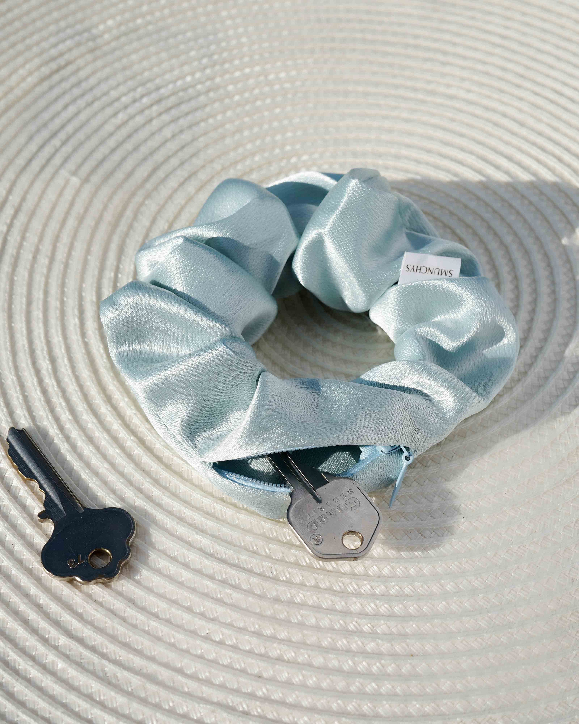 Satin Light Green Zipper Pocket Scrunchie - Etsy