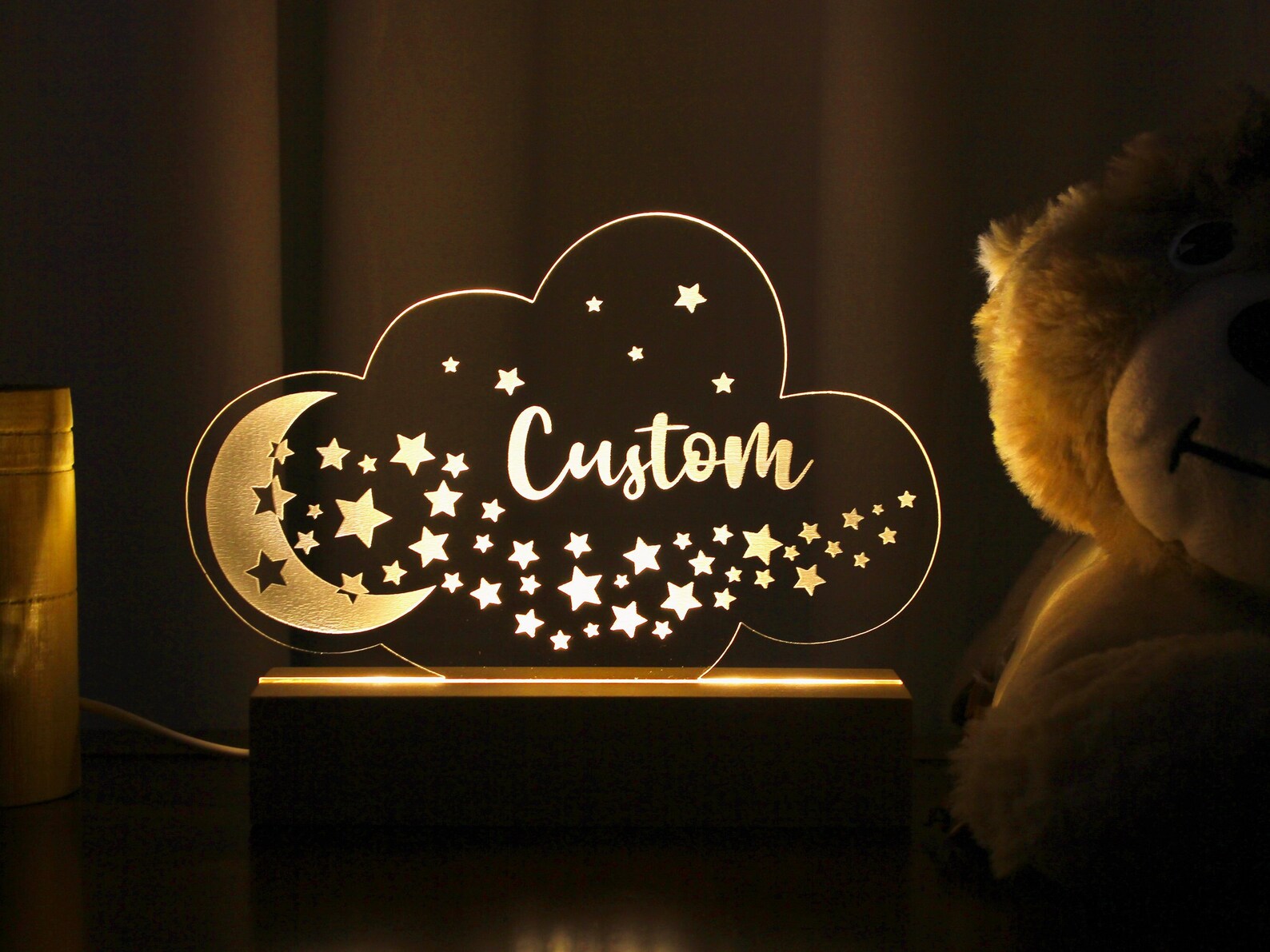Personalized Night Light Fairy Moon With Stars - Name Light Gift - Kids ...