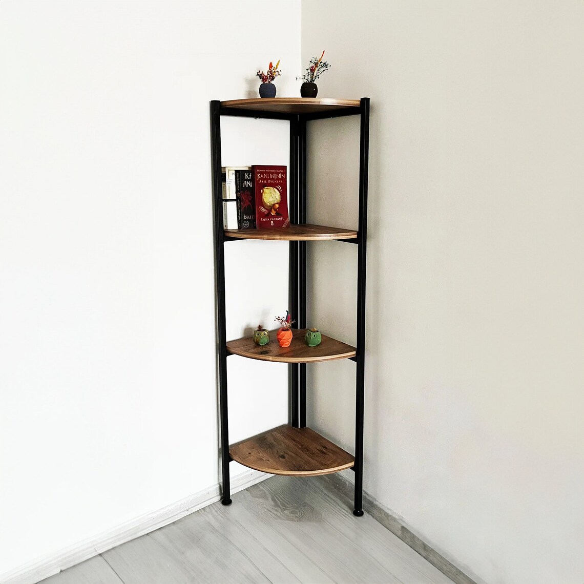 Corner Bookshelf 4-tier Corner Shelf Corner Bookcase - Etsy