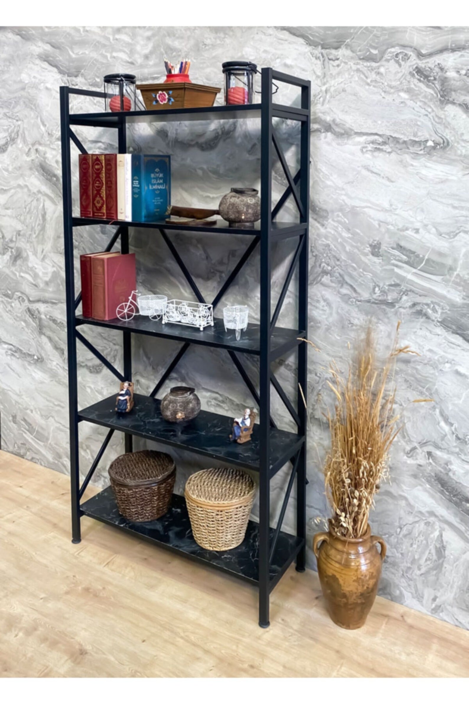 Marble Design Industrial Bookshelves Bookcase for Home, Office, Living ...