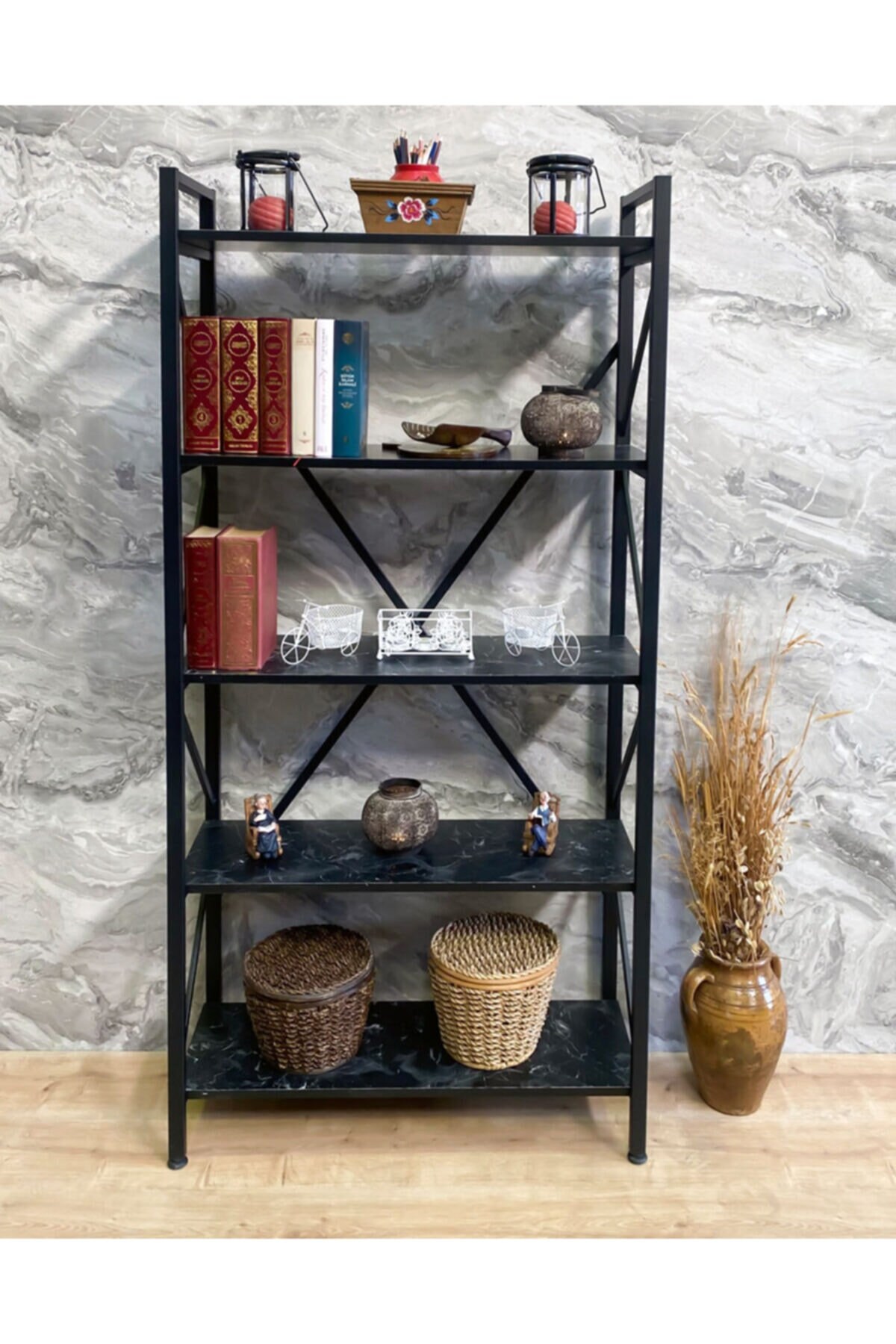 Marble Design Industrial Bookshelves Bookcase for Home, Office, Living ...