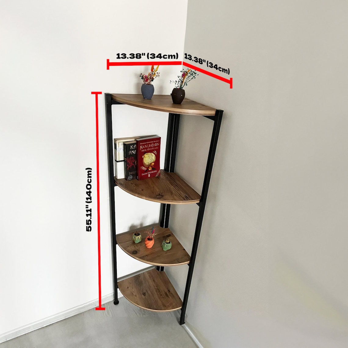 Corner Bookshelf 4-tier Corner Shelf Corner Bookcase - Etsy